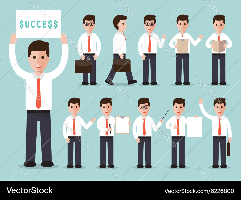 Businessman characters set Royalty Free Vector Image