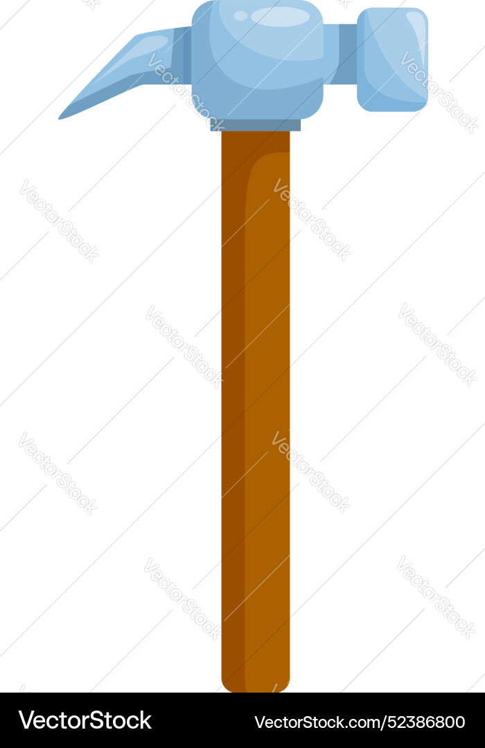 Cartoon hammer standing with wooden handle Vector Image