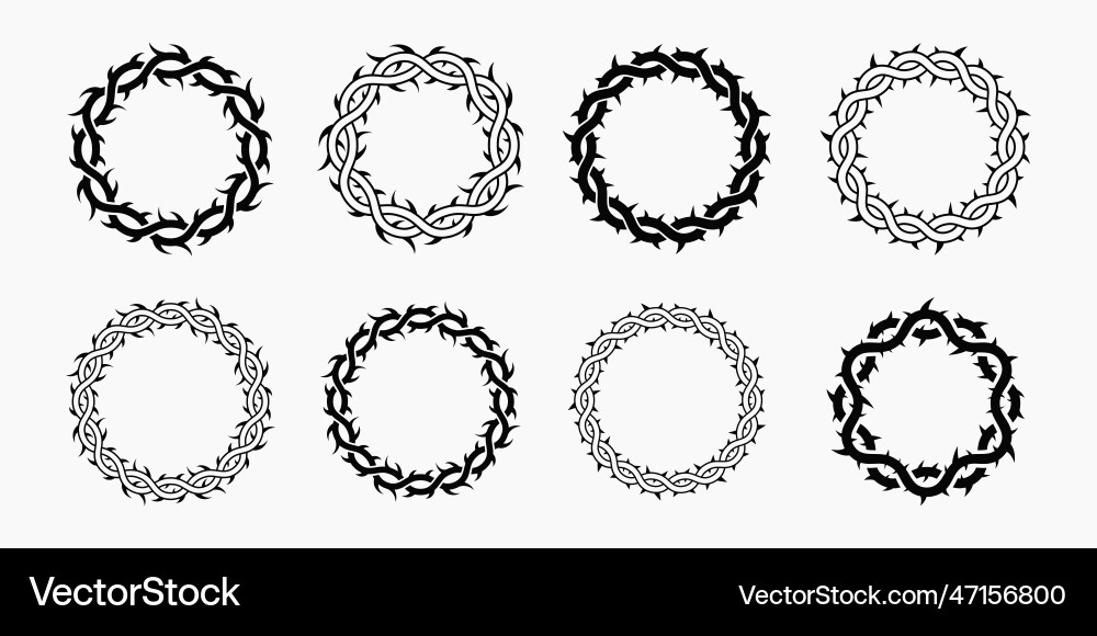 Cool thorn circle frame design abstract round Vector Image