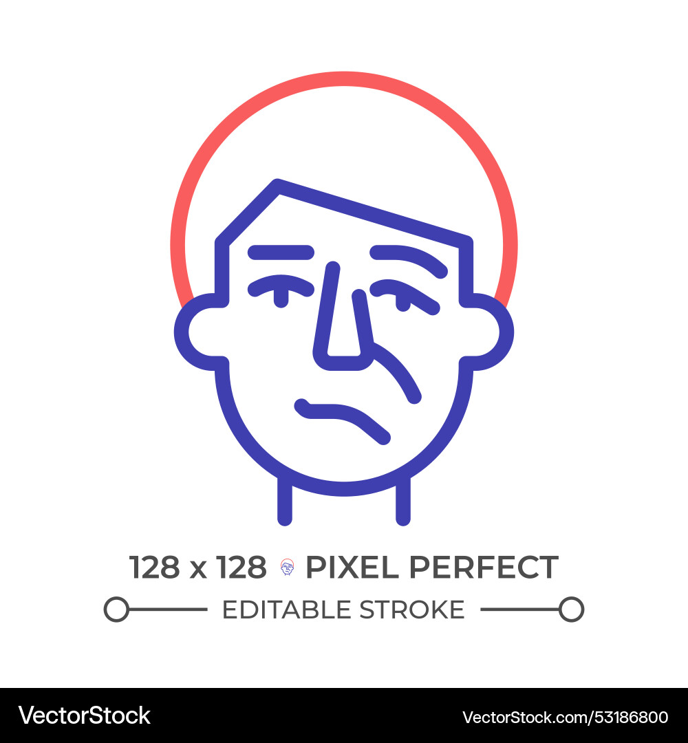 Facial nerve paralysis two color line icon Vector Image