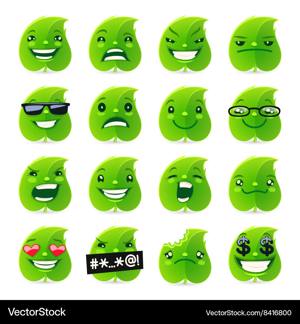 Funny leaf emojis Royalty Free Vector Image - VectorStock
