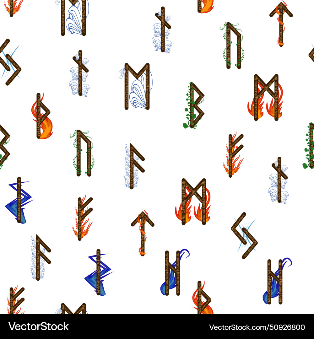 Hand drawn runic letters seamless pattern Vector Image