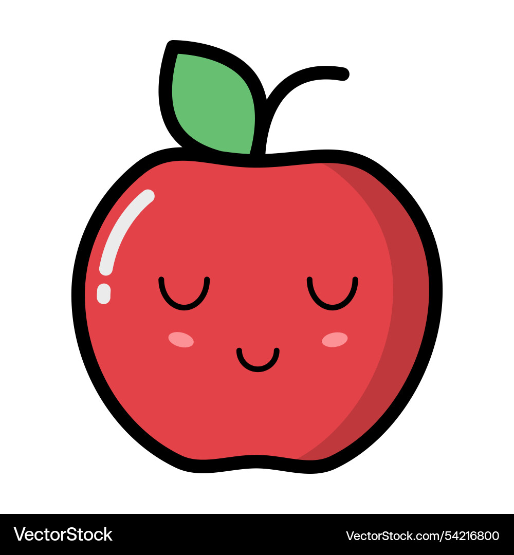 Kawaii apple with cute emotional face Royalty Free Vector