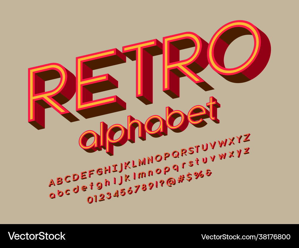 Retro font Royalty Free Vector Image - VectorStock