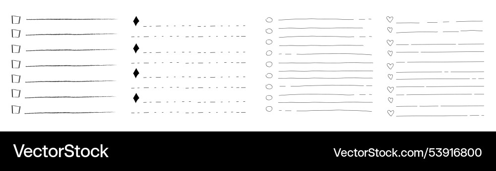 Set zu tun Liste Seite doodle leer Erinnerung Vektorbild