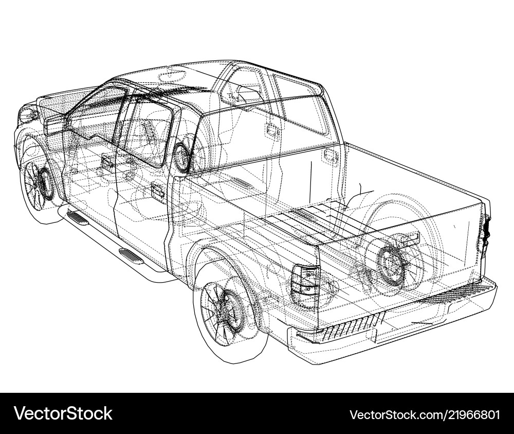 Auto suv Zeichnung Umriss Rendering Lizenzfreier Vektor
