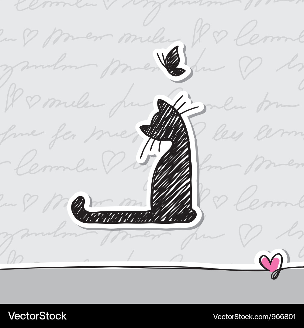 Card with cat Royalty Free Vector Image - VectorStock