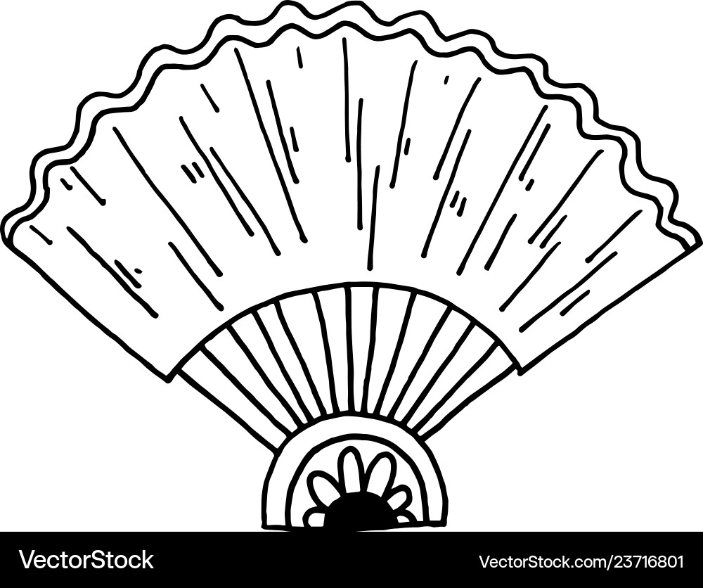 Fan sketch drawing icon summer themed Royalty Free Vector