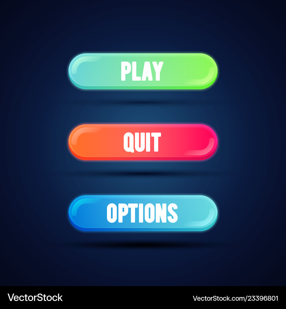 Flat gradient colorful button for mobile web game Vector Image
