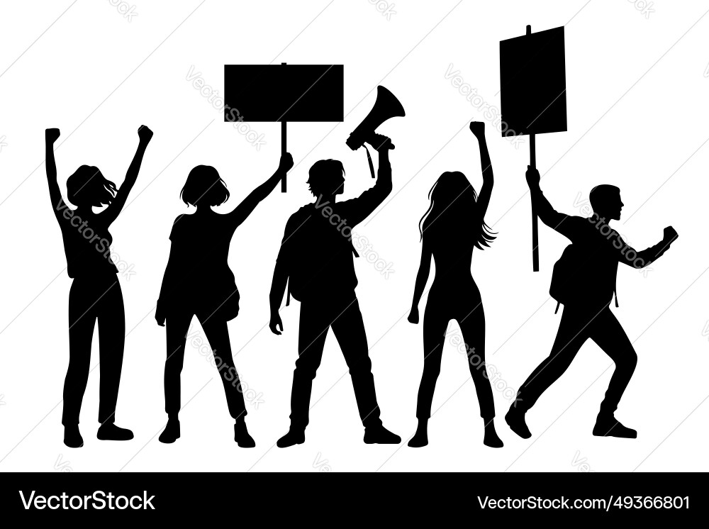 Group of protesters or activist silhouette Vector Image