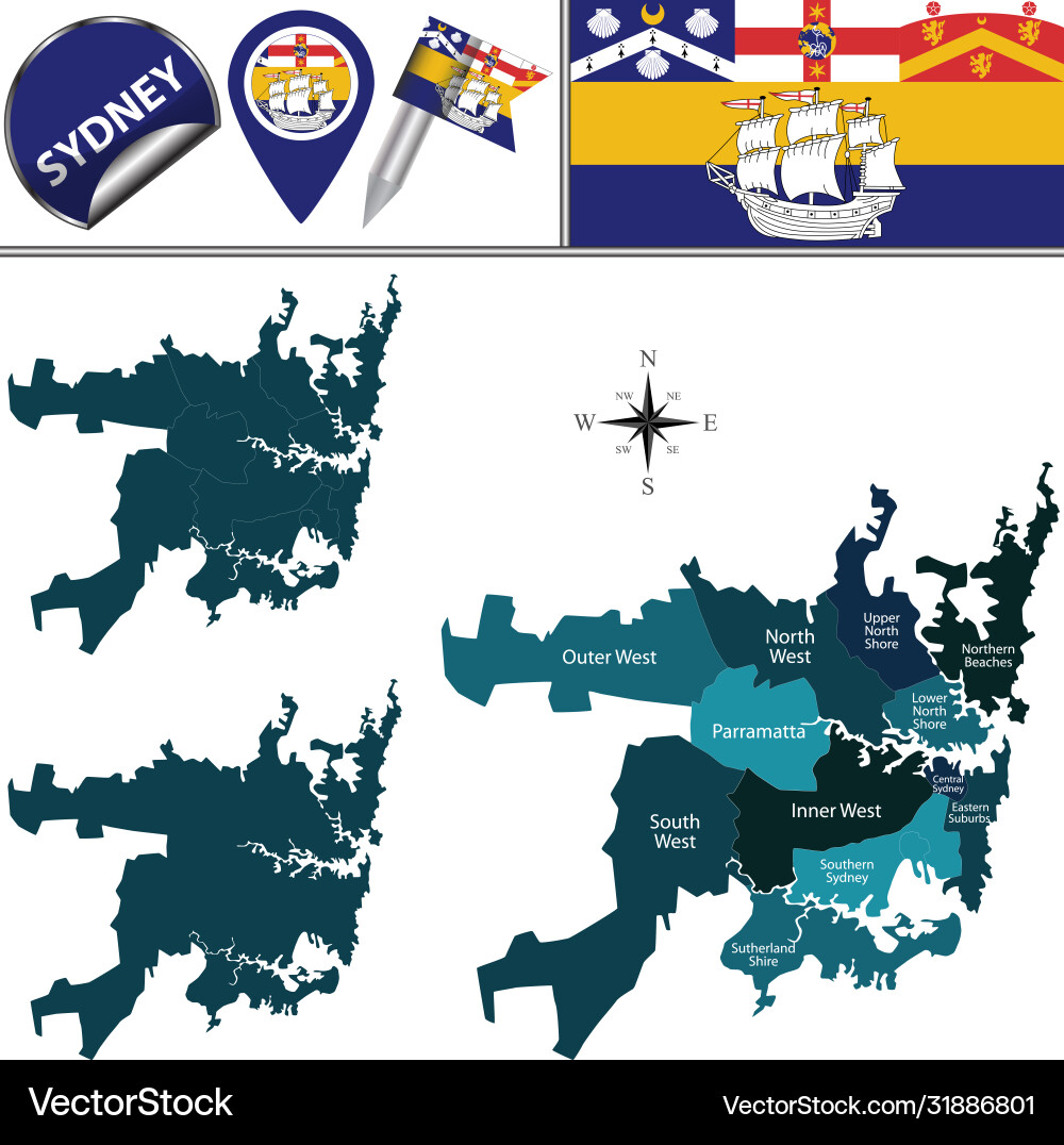 Map sydney Royalty Free Vector Image - VectorStock