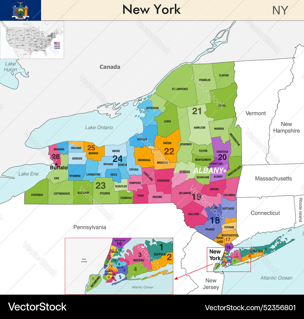 New York State Map With Counties Counties
