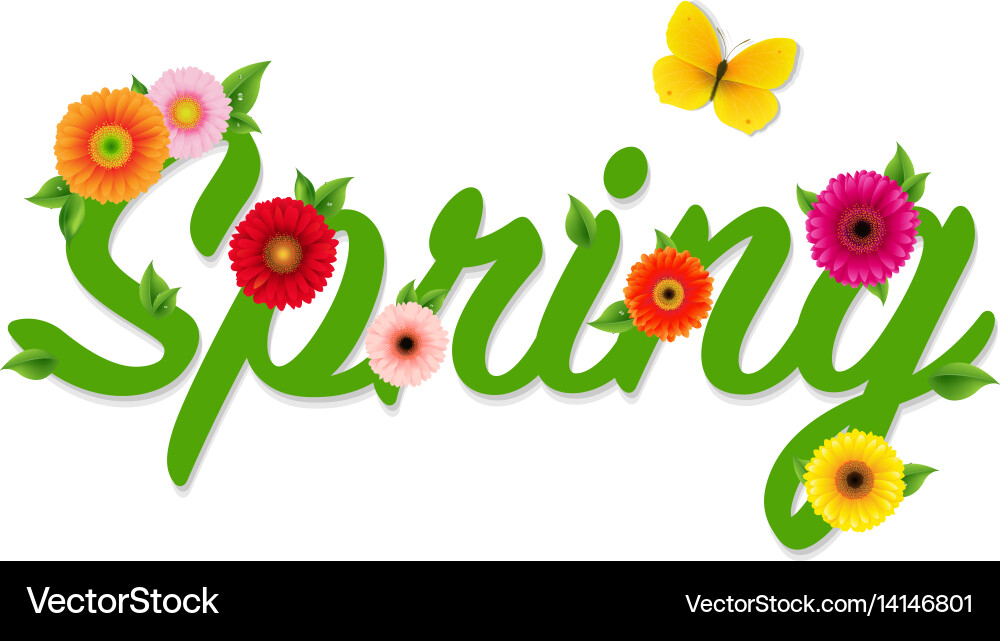 Spring text Royalty Free Vector Image - VectorStock