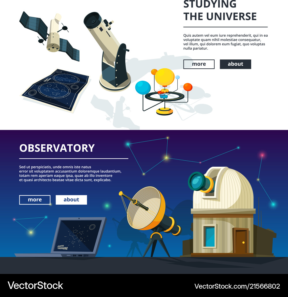 Astronomy banners set of science theme Royalty Free Vector