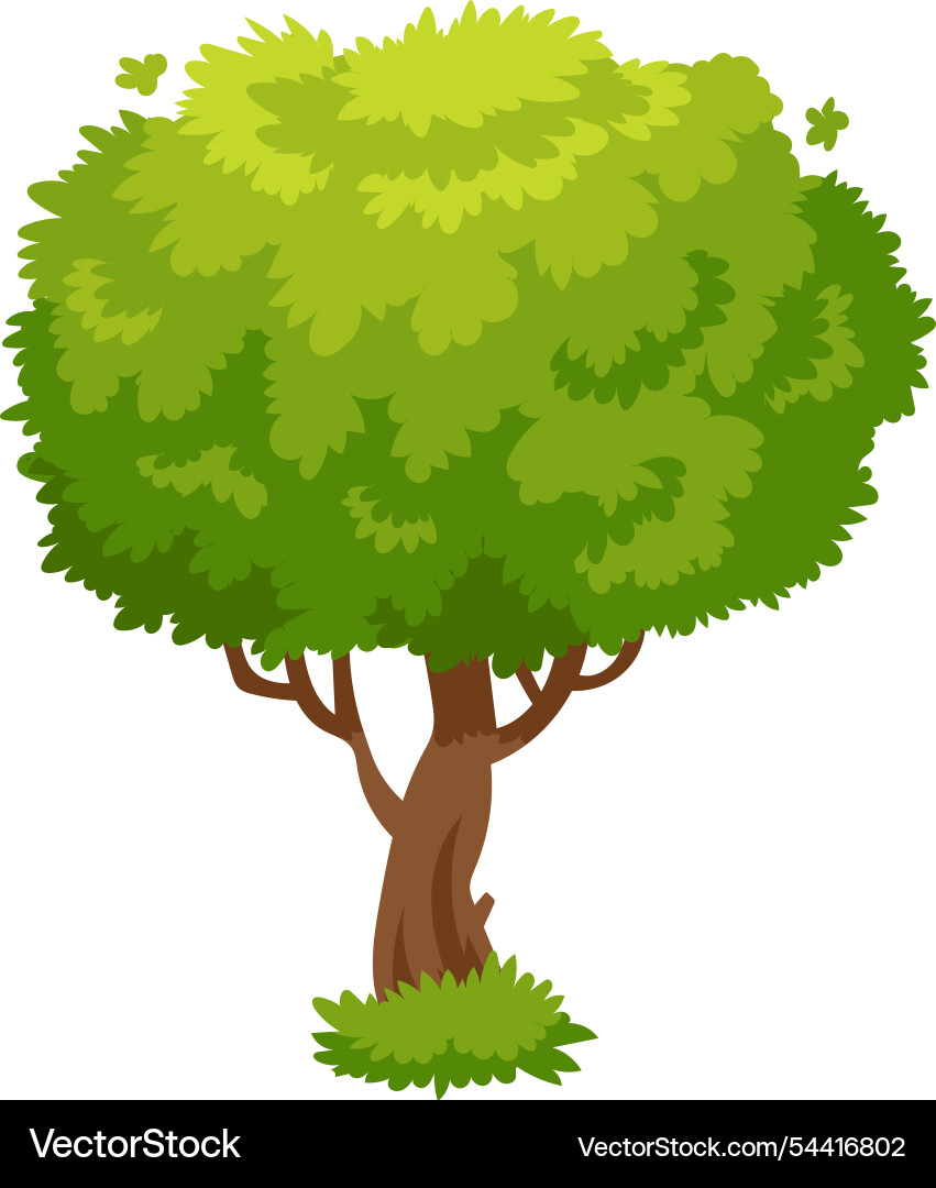 Cartoon tree with brown trunk and thick round Vector Image