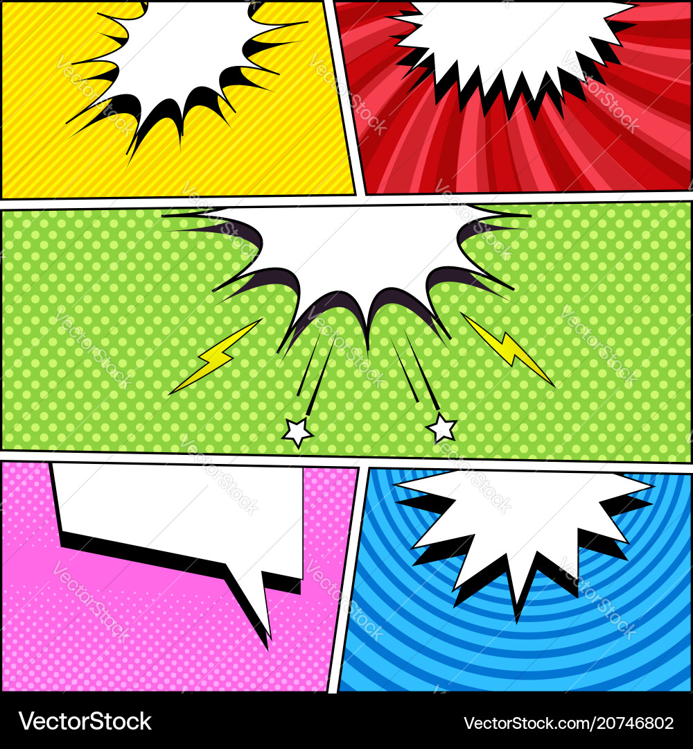 Comic page book bright template Royalty Free Vector Image