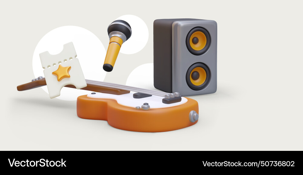 Concert tickets color composition 3d ticket Vector Image