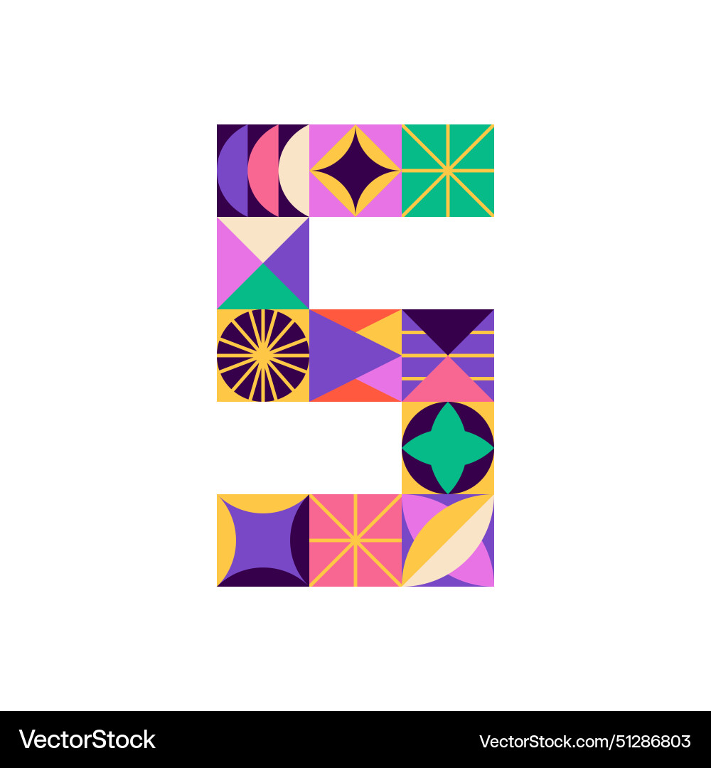Art deco circus number 5 Royalty Free Vector Image