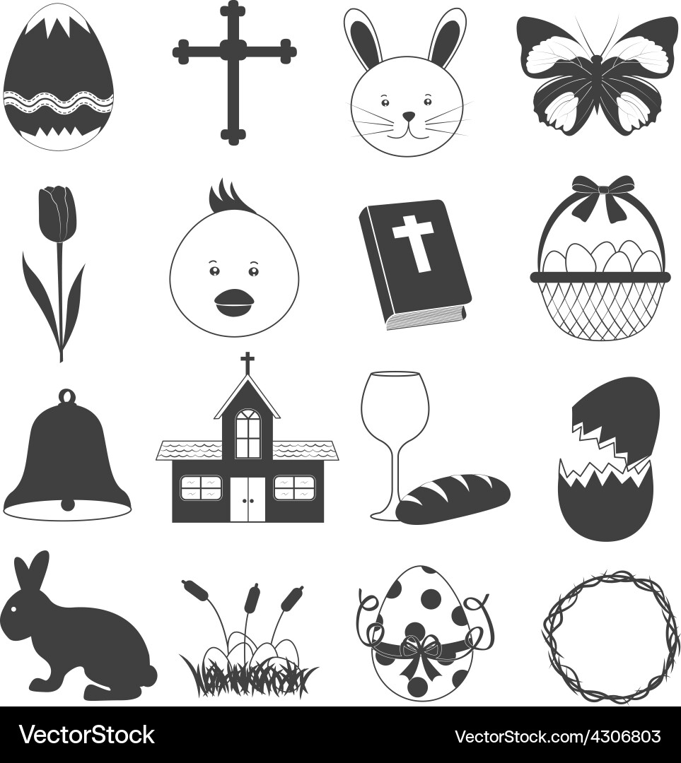 Easter Icon Collection Royalty Free Vector Image