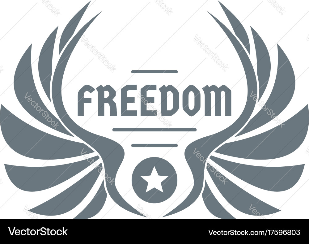Freedom wing logo simple gray style Royalty Free Vector