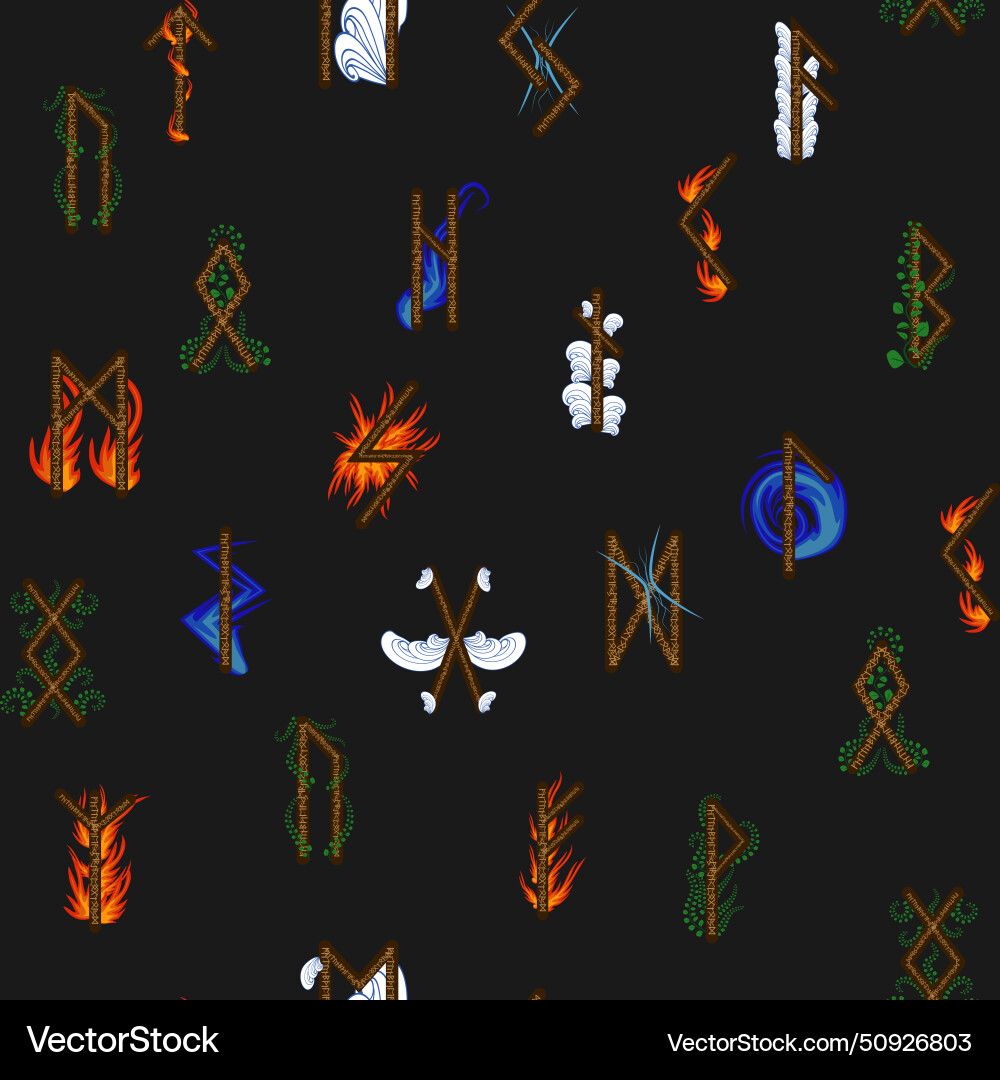 Hand drawn runic letters seamless pattern Vector Image
