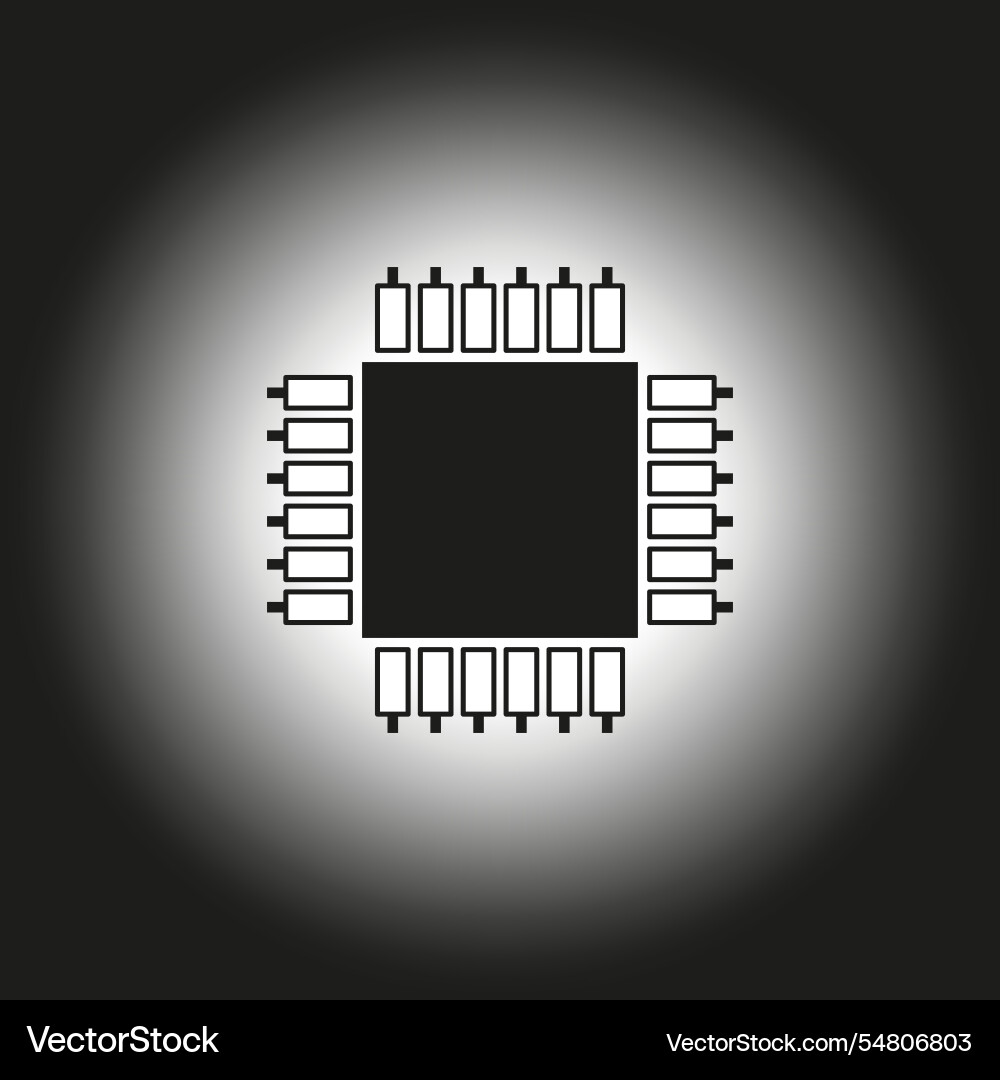 Microchip icon design black circuitry symbol glow Vector Image