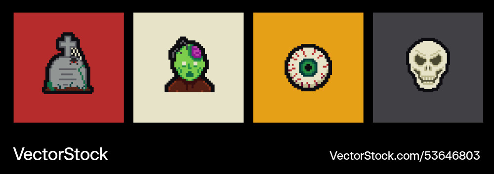 Pixel art halloween icons and objects background – Royalty-Free Vector ...