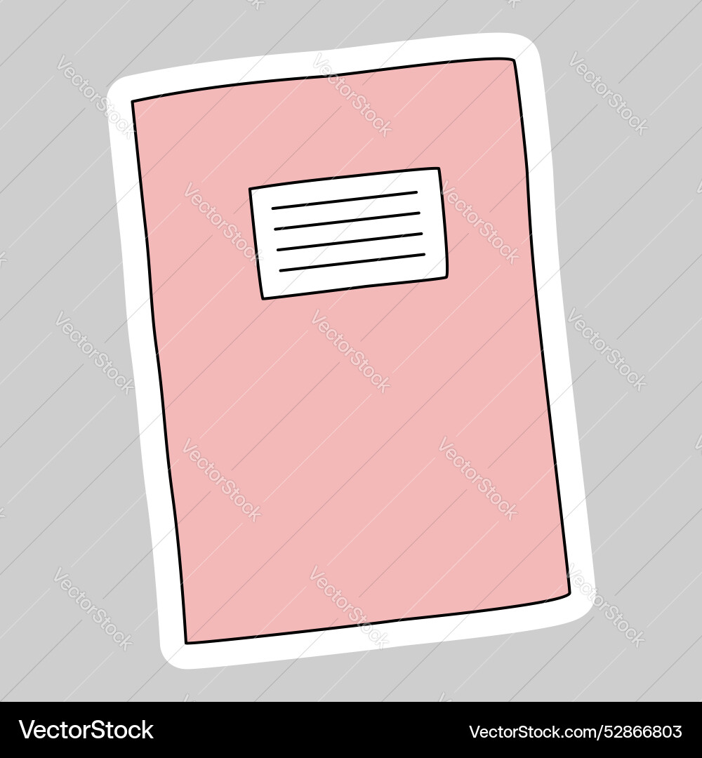 Sticker with school copybook or exercise book Vector Image