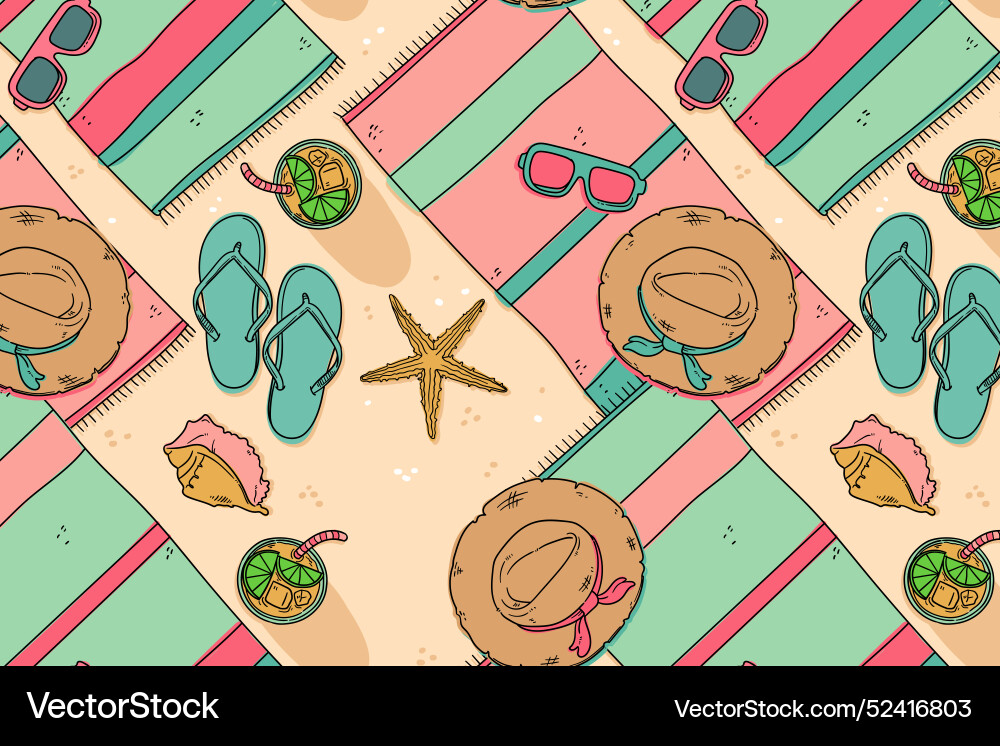Summer pattern with beach Royalty Free Vector Image