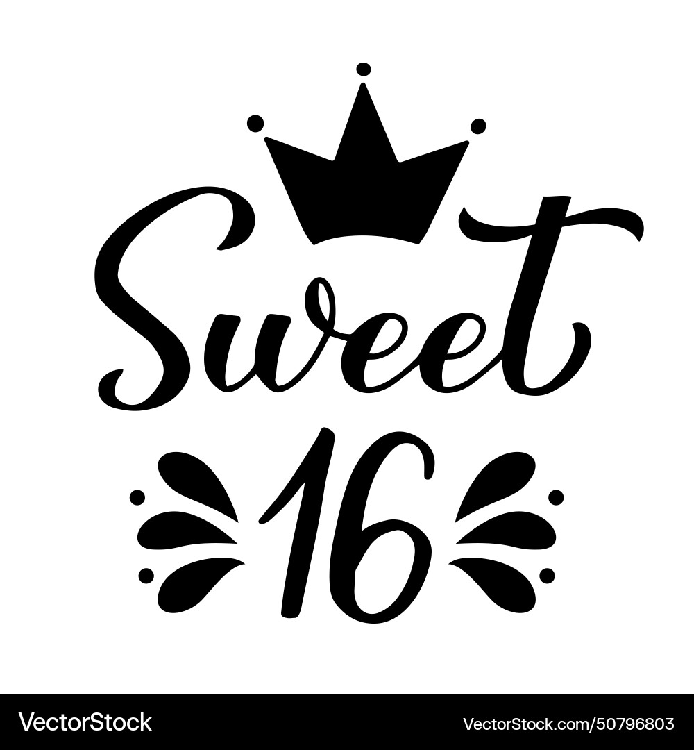 Sweet 16 calligraphy hand lettering isolated Vector Image