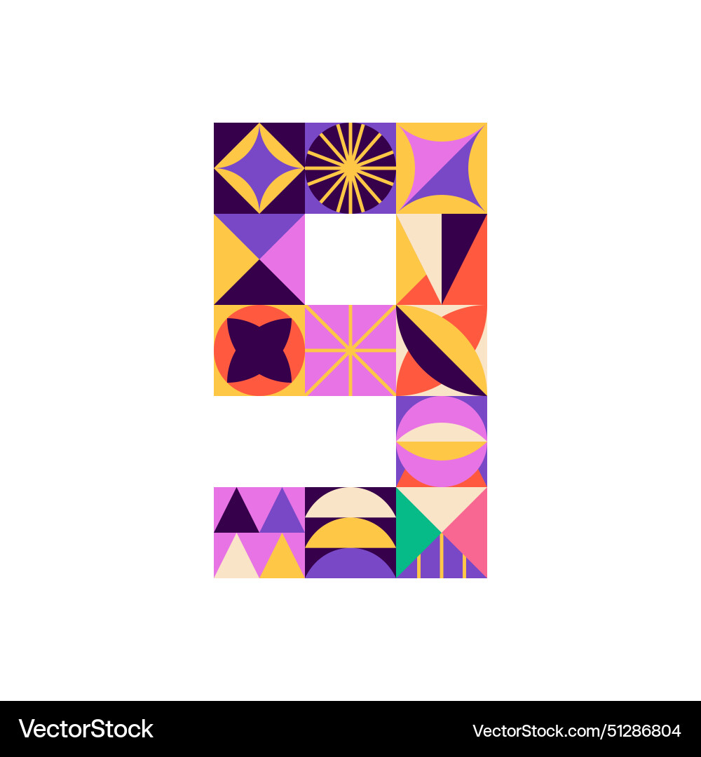 Art deco circus number 9 Royalty Free Vector Image