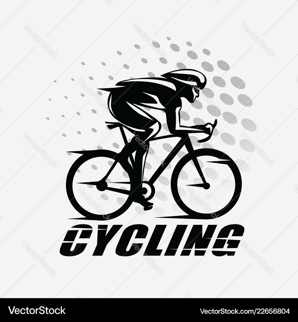 Cycling race stylized symbol outlined cyclist Vector Image