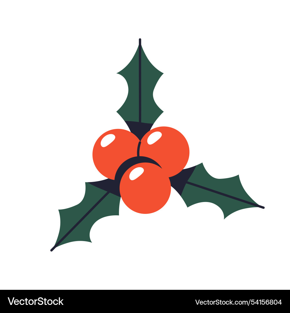 Holly berries sign sticker or logo Royalty Free Vector Image