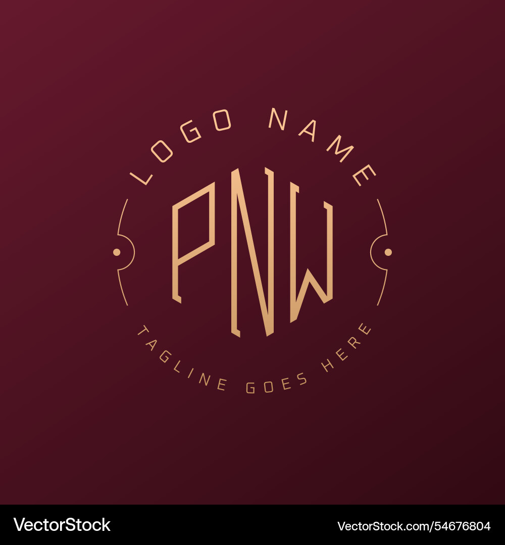 Luxury pnw logo design elegant letter Royalty Free Vector