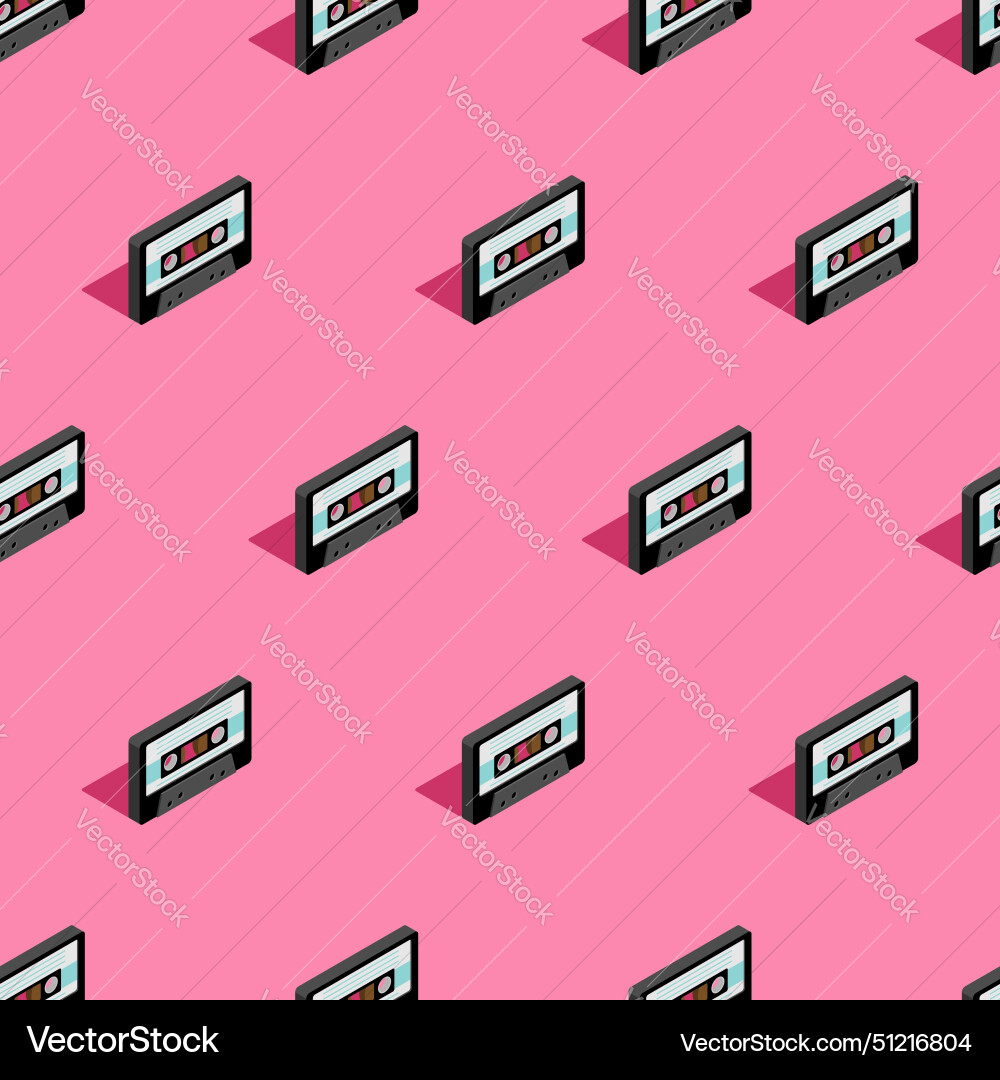 Retro cassette pattern seamless boombox Royalty Free Vector
