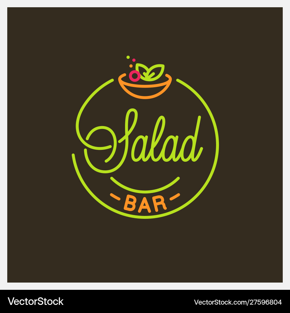 Salad bar logo round linear bowl Royalty Free Vector Image