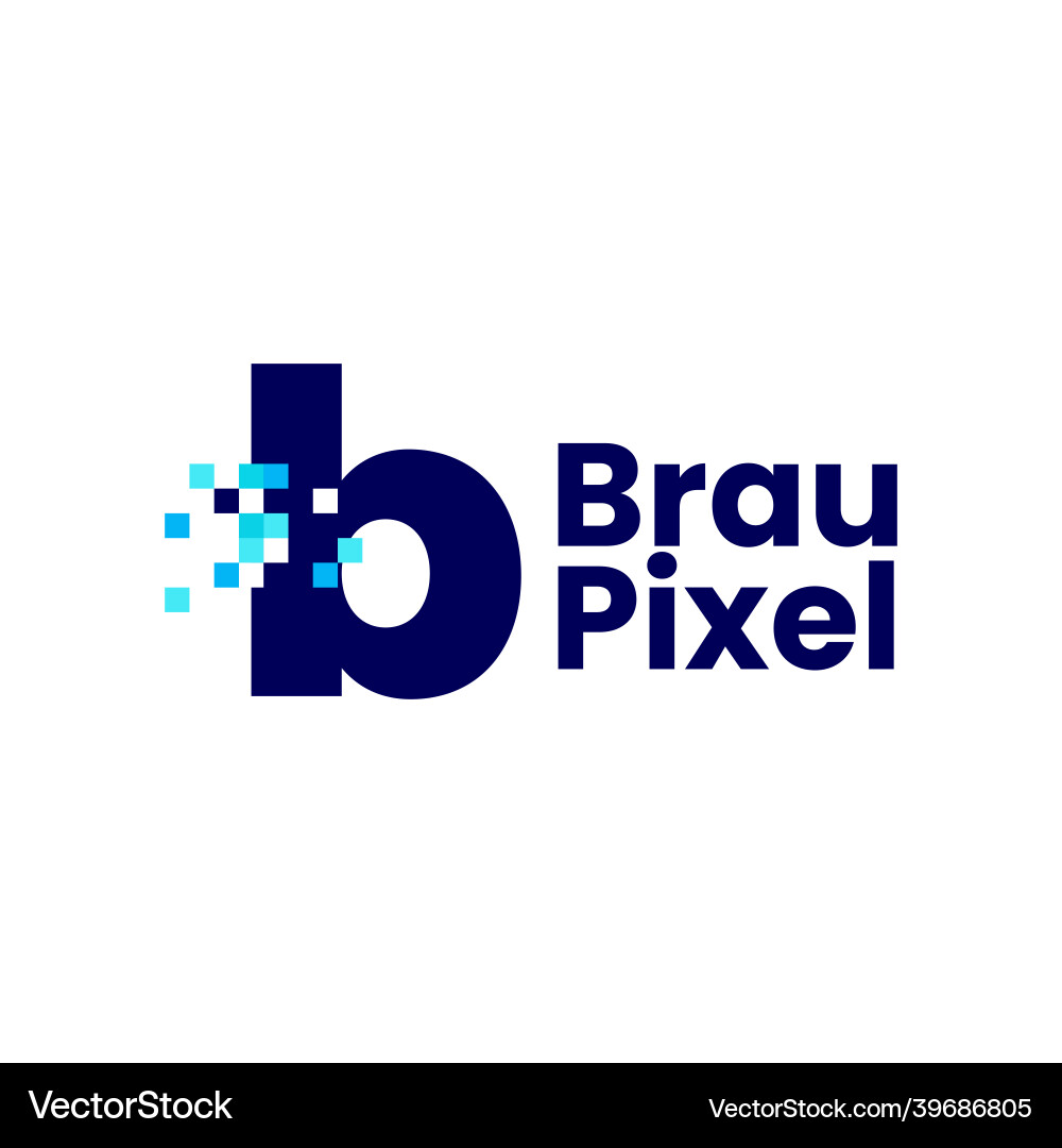 B letter lowercase pixel mark digital 8 bit logo Vector Image