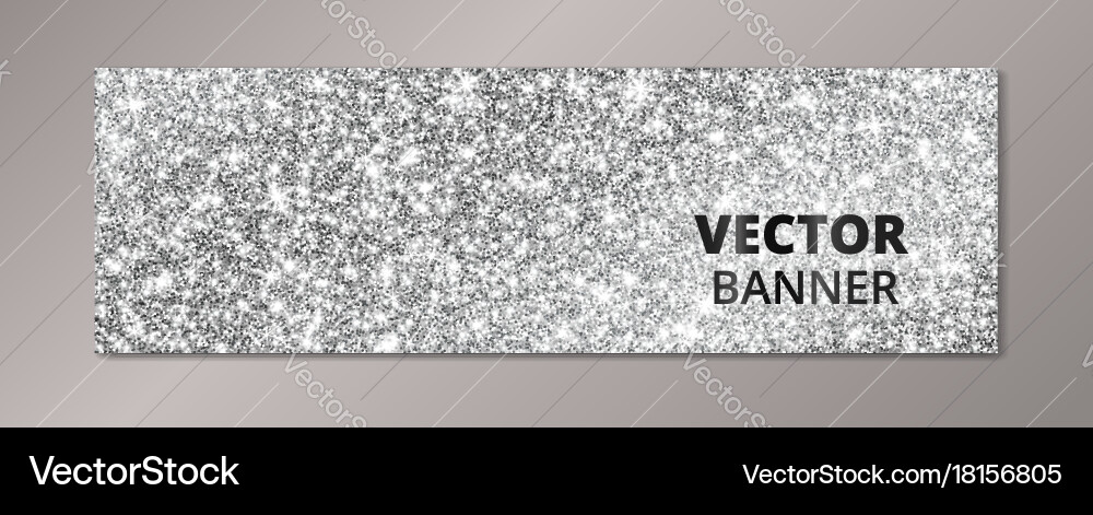Banner with silver glitter background sparkling Vector Image