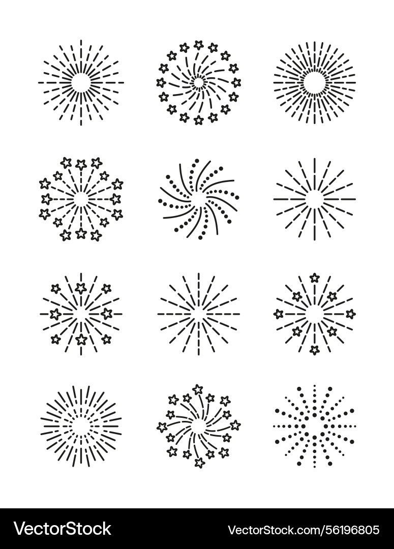 Line sparkle explosions symbols set burst stars Vector Image