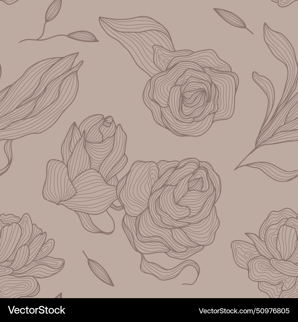 Seamless roses pattern line vintage Royalty Free Vector
