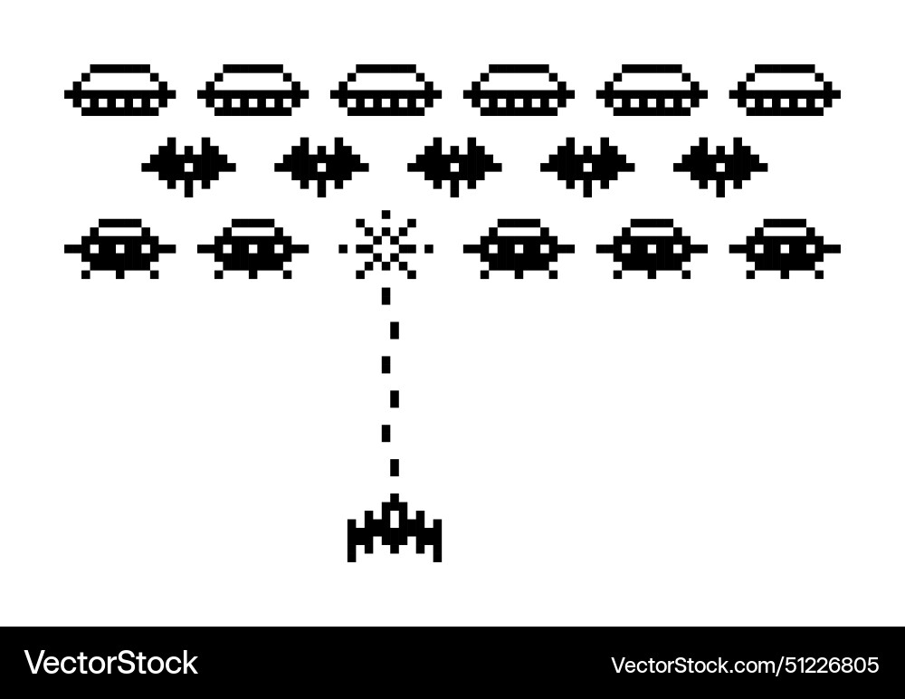 Space arcade pixel art 8-bit retro video game Vector Image