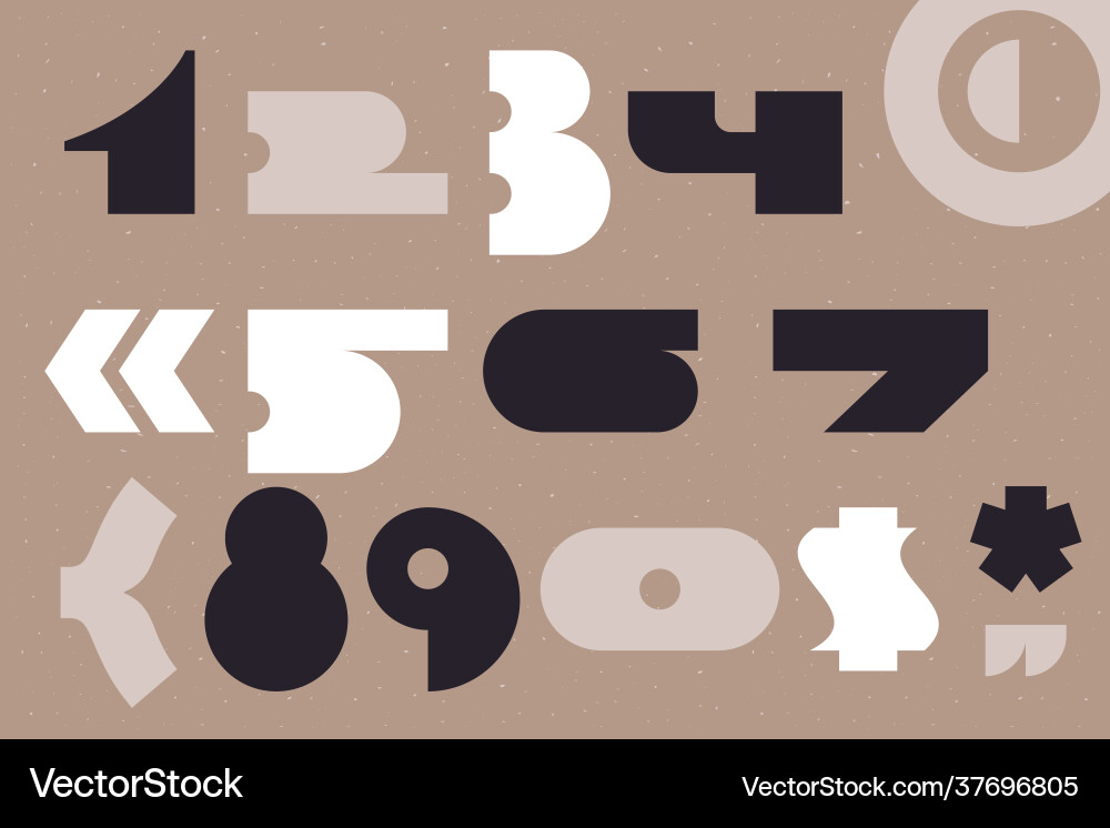 Wide plump numbers set is a bold stencil font Vector Image