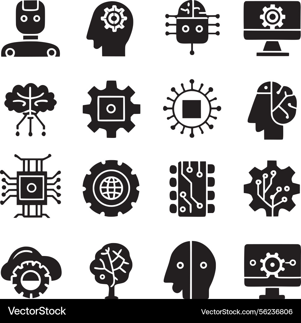 Ai machine learning technology icons set – Free Vector | VectorStock