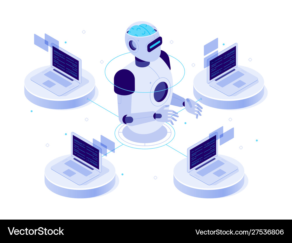 Artificial intelligence network virtual ai bot Vector Image