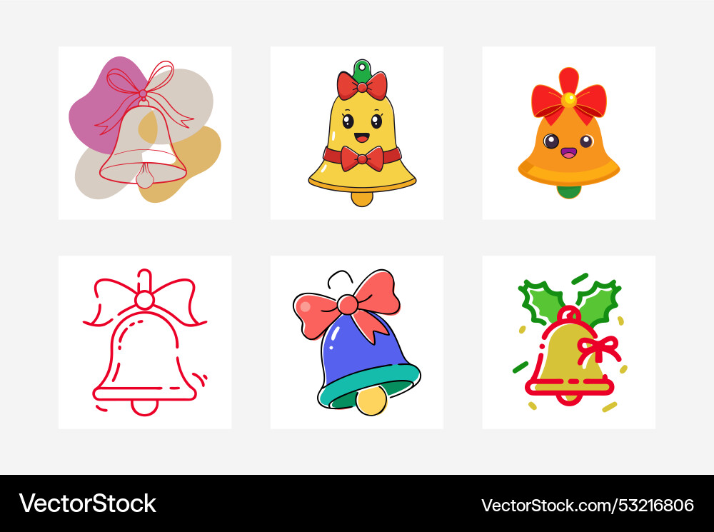 Christmas bell set art design Royalty Free Vector Image