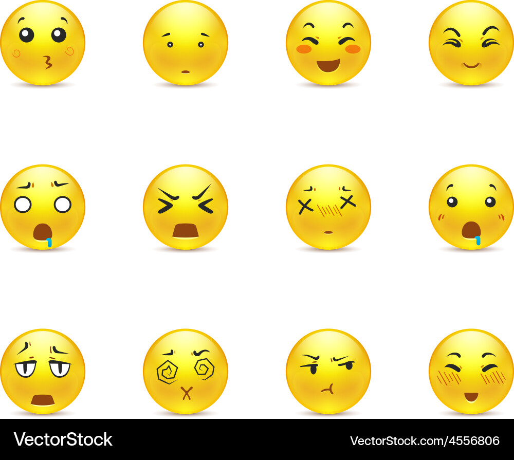 Emotional anime stickers Royalty Free Vector Image