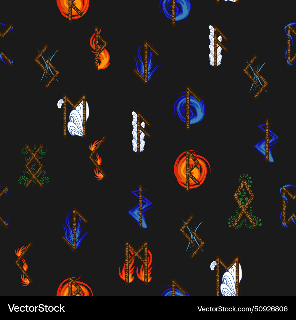 Hand drawn runic letters seamless pattern Vector Image