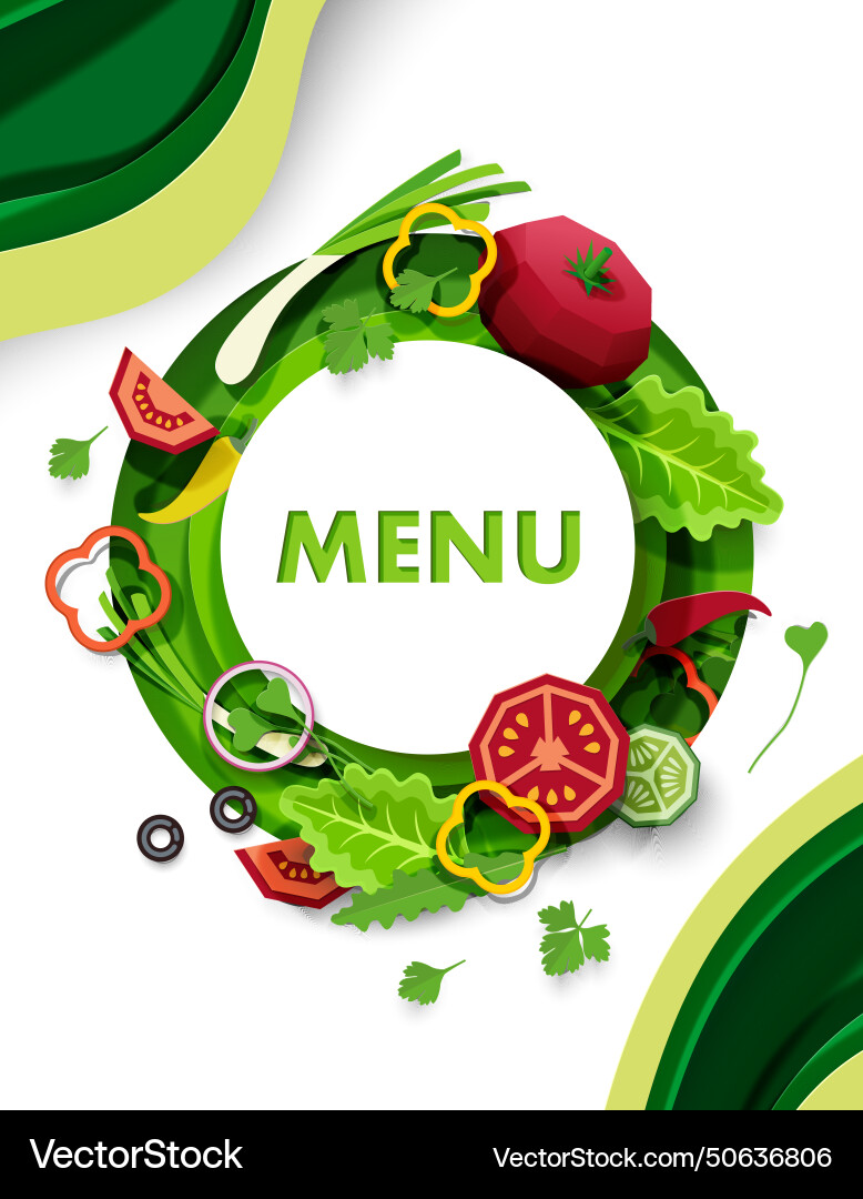 Menu poster template with paper cut sliced Vector Image