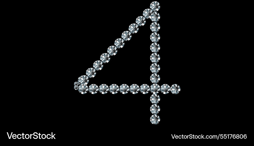 Rhinestone diamonds bling number 4 Royalty Free Vector Image