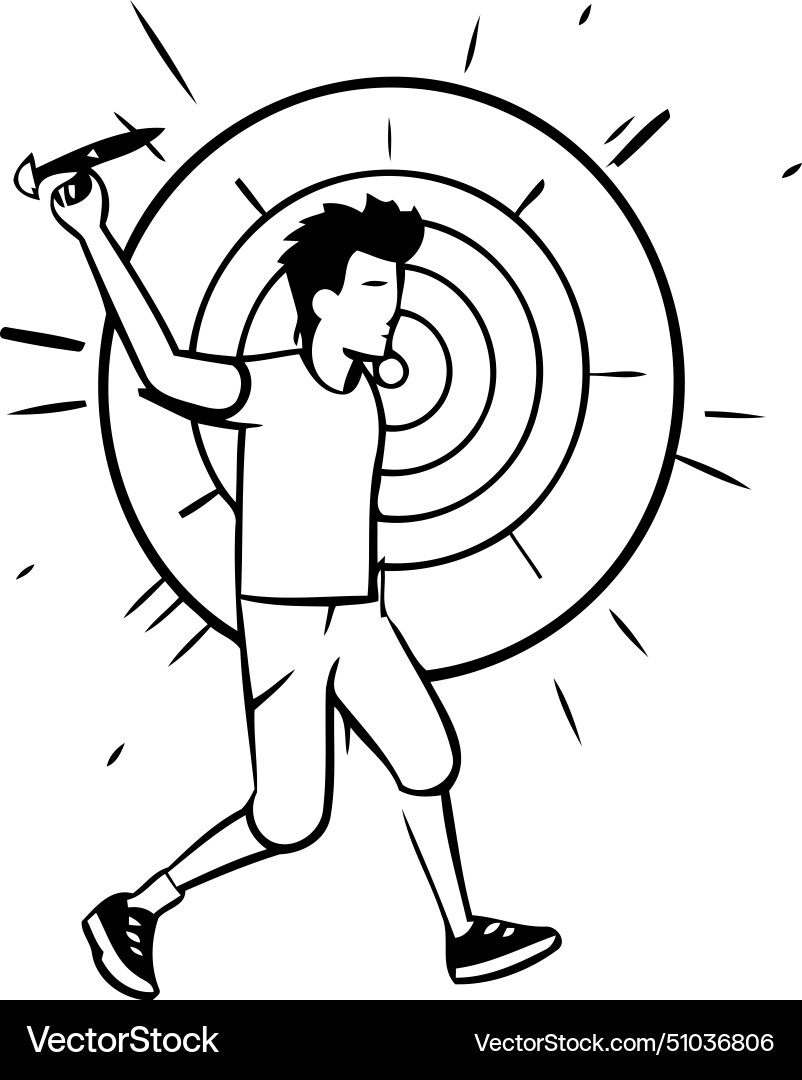 Running man with a target flat style isolated Vector Image